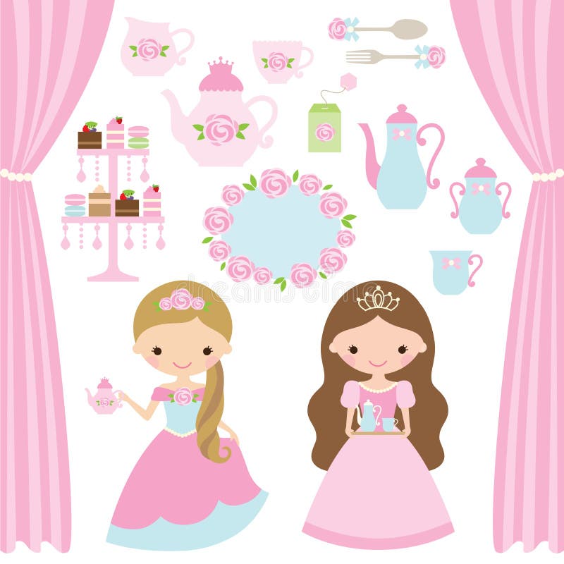 Tea Party Set stock vector. Illustration of decoration - 18621416