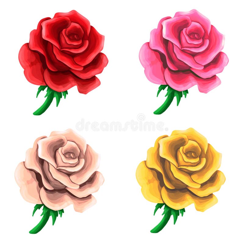 Rose Red Yellow Tea and Pink Illustration Stock Illustration ...