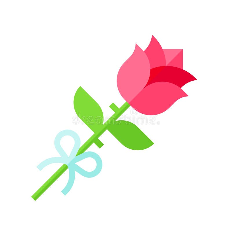 Rose with Ribbon Vector Illustration, Flat Style Icon Stock Vector ...