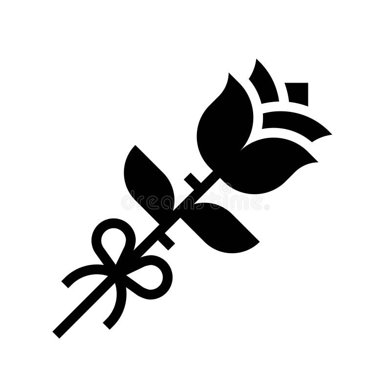 Rose with Ribbon Vector Illustration, Solid Style Icon Stock Vector ...