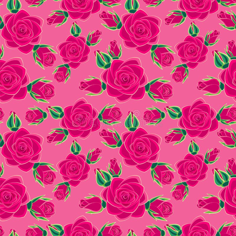 Rose seamless pattern stock vector. Illustration of green - 39675720