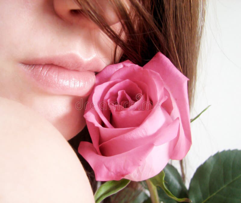 Rose and sensual lips stock image. Image of skin, face - 12232381