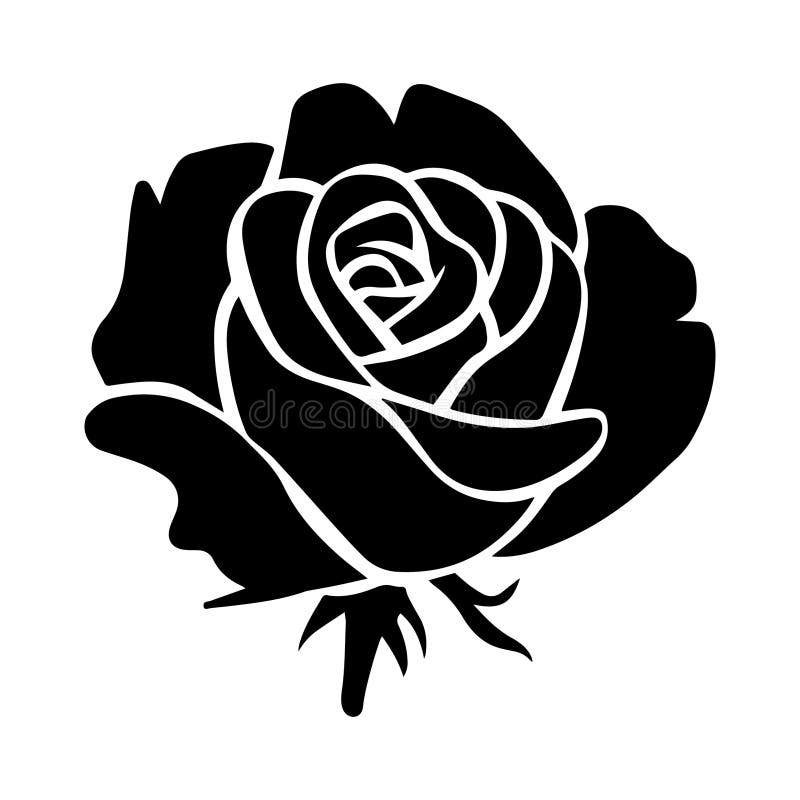 Rose Silhouette Vector Icon Art Stock Illustration - Illustration of ...