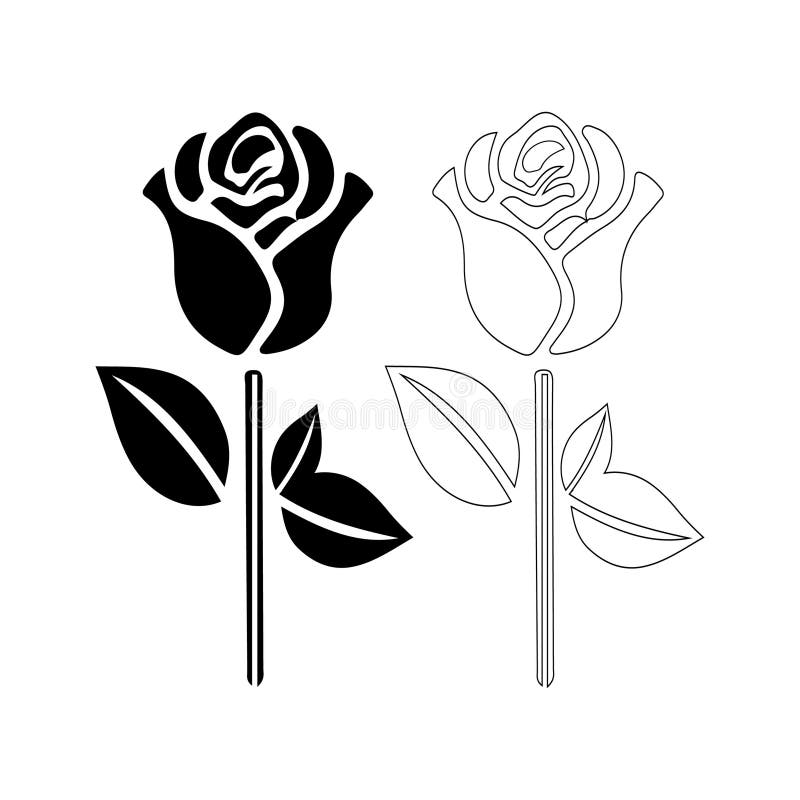 Rose Silhouette Vector, Rose Outline Vector Stock Vector - Illustration ...