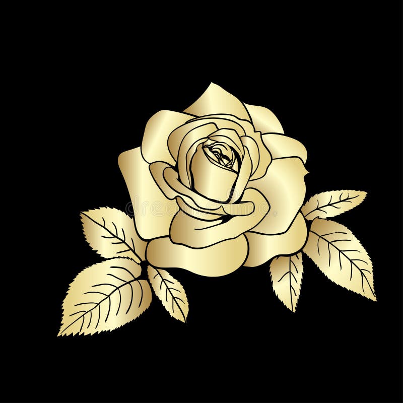 Rose Sketch Golden Stock Illustrations – 1,569 Rose Sketch Golden Stock ...