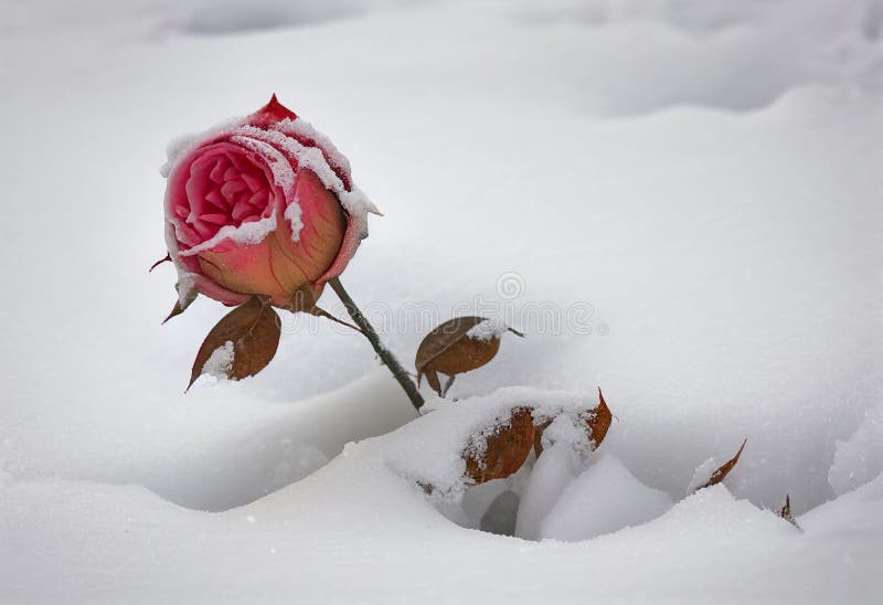 Rose in the Snow. AI Generated Stock Illustration - Illustration of ...