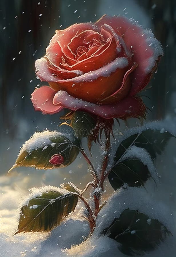 Rose in the Snow. AI Generated Stock Illustration - Illustration of ...