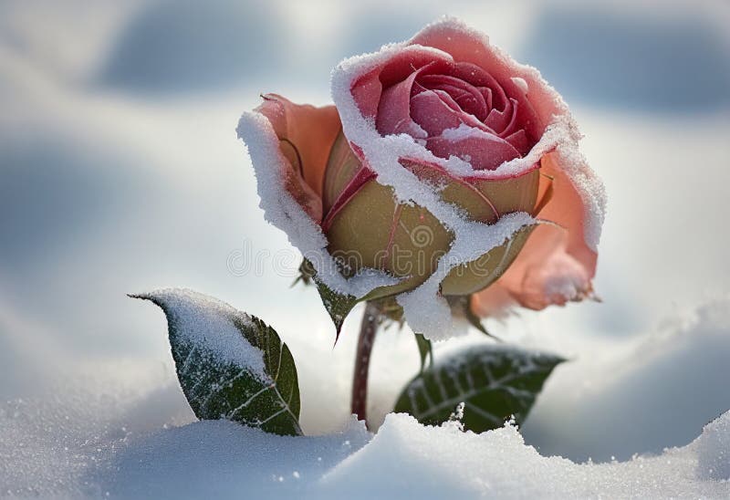 Rose in the Snow. AI Generated Stock Illustration - Illustration of ...