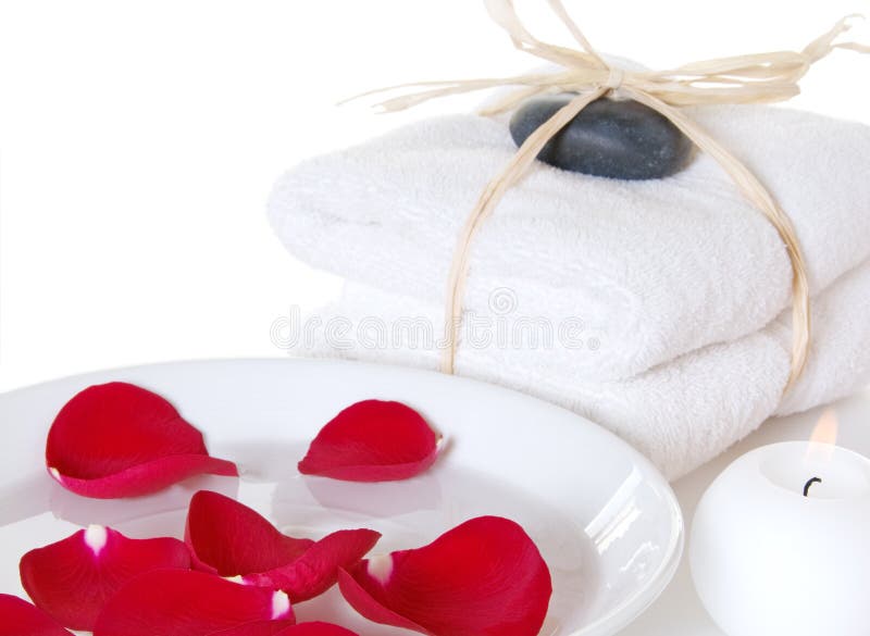 Rose Spa with Towels stock image. Image of rose, alternative - 9274771