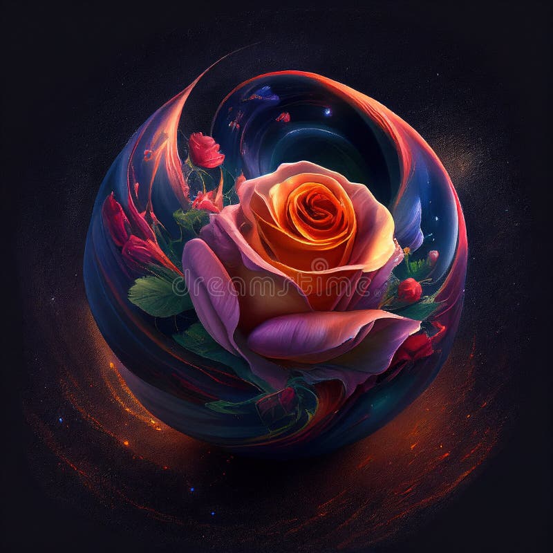 Rose in Space Love Concept Rose on Earth Valentine Day Creative Concept ...