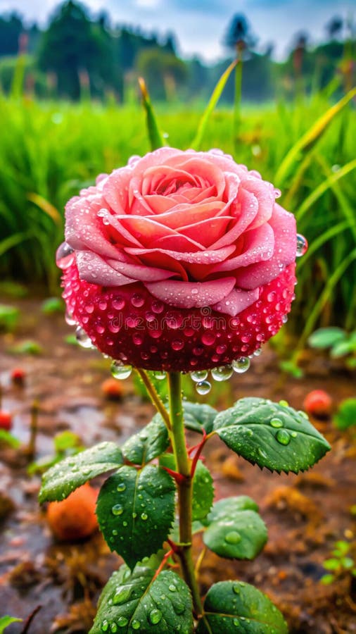 A Rose with a Spherical Shape and Spongy Petals Stock Illustration ...