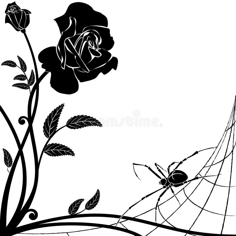 Rose and Spider stock vector. Illustration of floral - 61793723