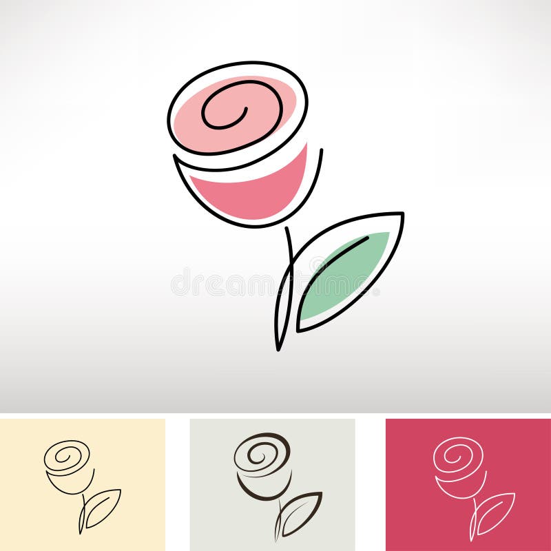 Rose Stylized Vector Symbol Stock Illustration - Illustration of card ...