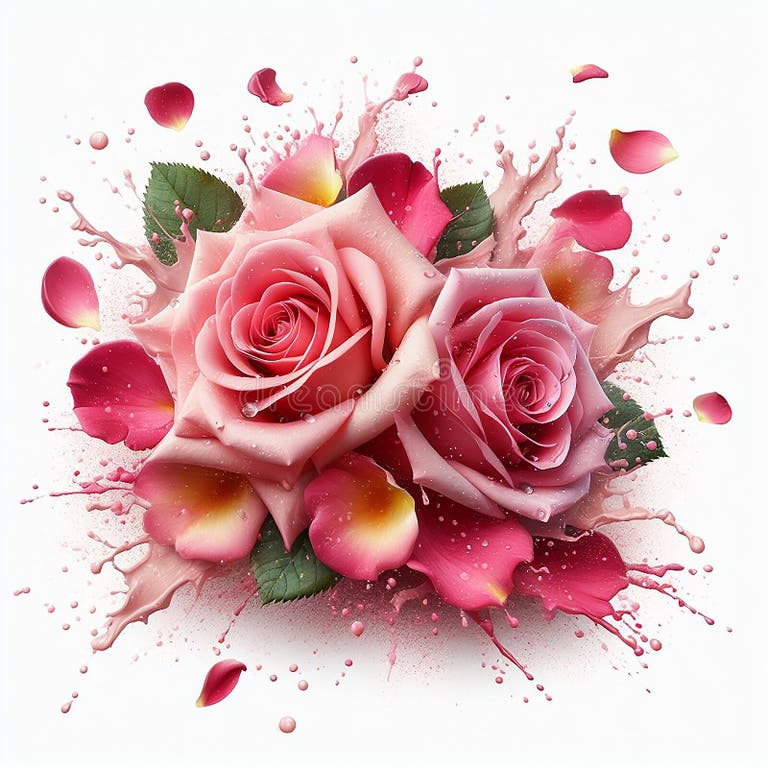 Rose Surrounded by a Splatter of Red Liquid, Giving the Impression of ...