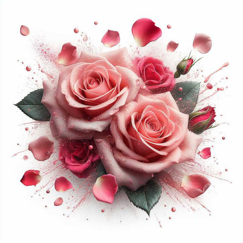Rose Surrounded by a Splatter of Red Liquid, Giving the Impression of ...
