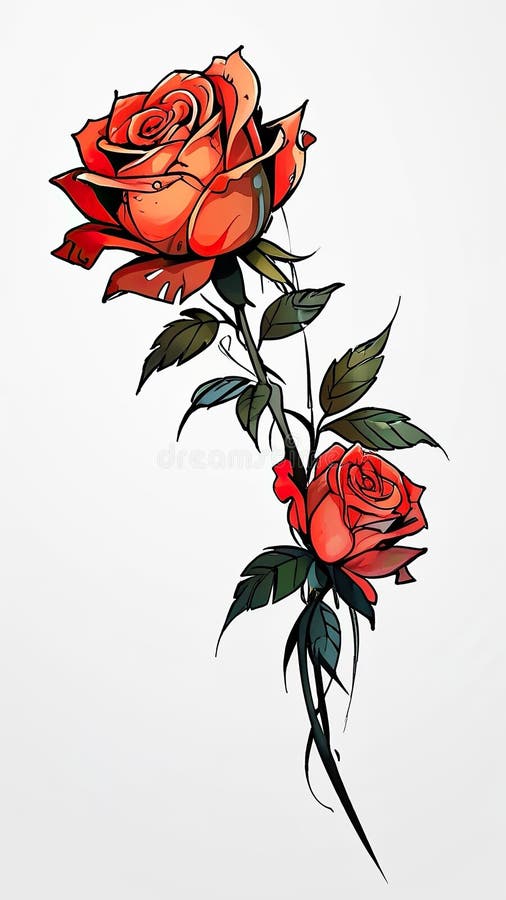 Rose Tattoo Drawing with Shading Details Stock Illustration ...