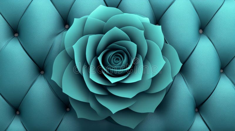 A Rose in Teal, Featuring Soft Curves, Isolated on a Teal-colored ...