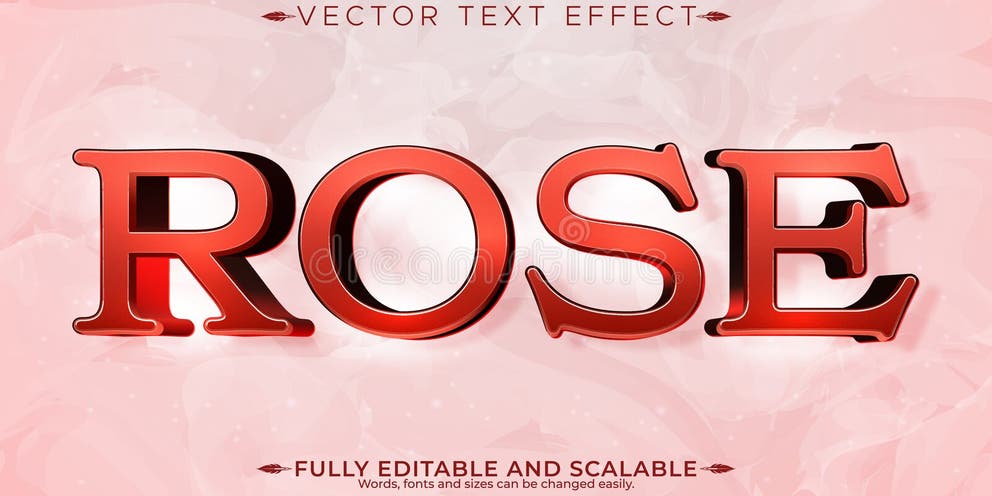 Rose Text Effect, Editable Shiny and Glowing Text Style Stock Vector ...