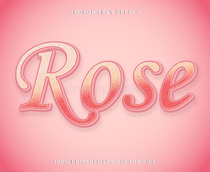 Rose Text Effect Glitter with Pink Color Editable Text Stock Vector ...