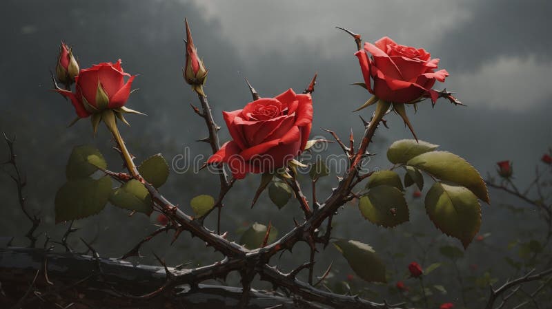 Rose Thorn Art Drawn Round Frame Stock Vector - Illustration of decor ...