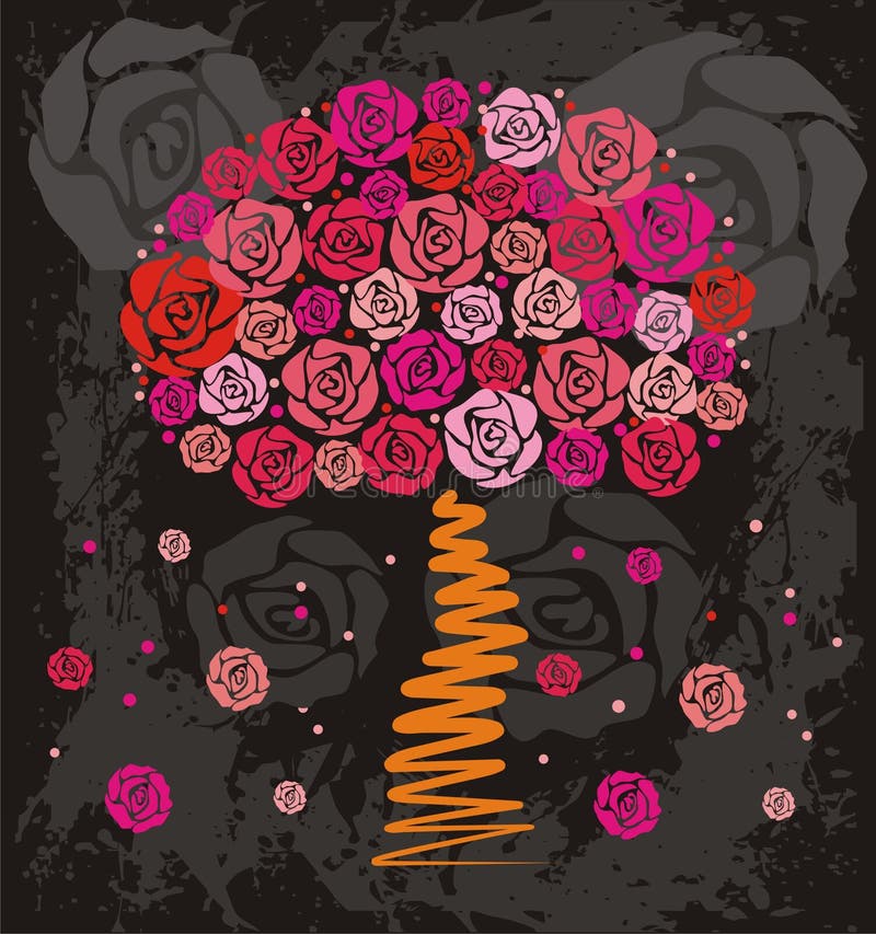 Rose tree stock vector. Illustration of flowers, grunge - 3060034