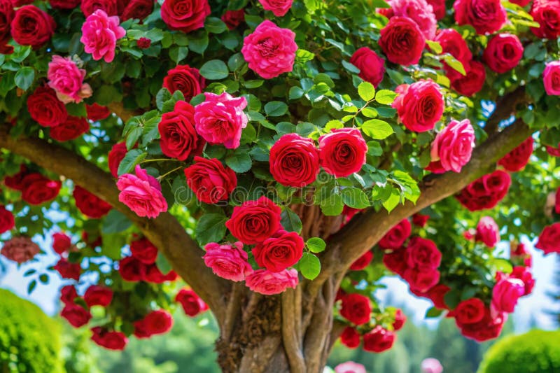 Rose Tree Photo. Generated Using AI. Stock Illustration - Illustration ...