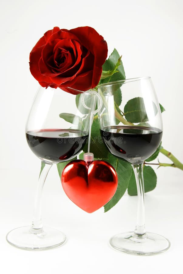 Rose on Two Glasses and Heart Stock Image - Image of heart, clean: 4022731
