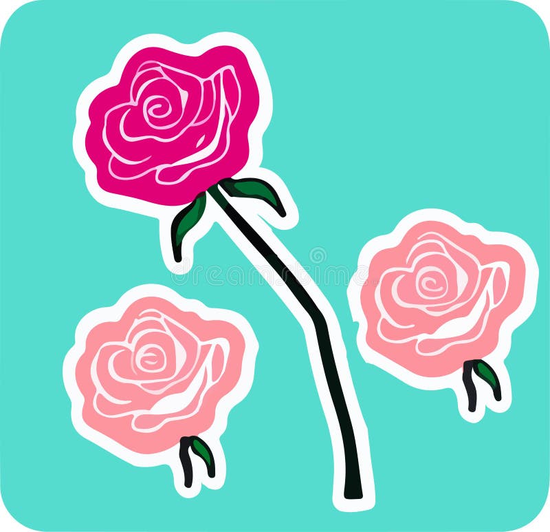 Rose Vector Icon on Green Background Stock Vector - Illustration of ...
