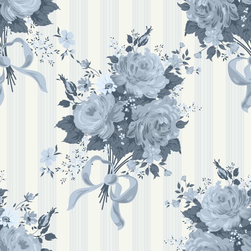 Rose Vintage Background Azul Modelo Floral Ilustración del Vector ...