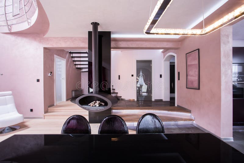 Violet Lounge in Living Room Stock Photo - Image of mansion, furniture ...