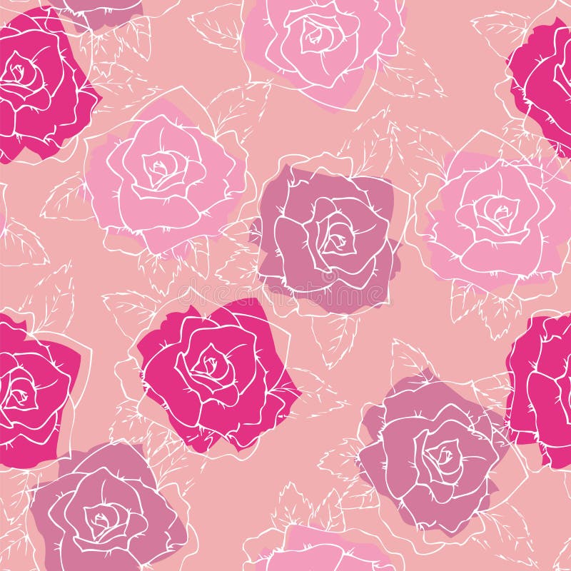 Rose Wallpaper Seamless Pattern Stock Vector - Illustration of romantic ...