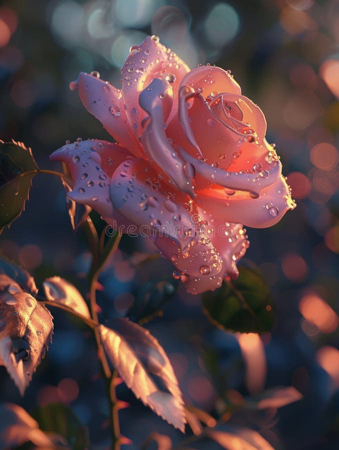 A Rose with Water Droplets on it Stock Photo - Image of rain, drop ...