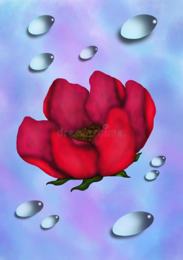 Rose and Water Drops (2014) Stock Illustration - Illustration of ...