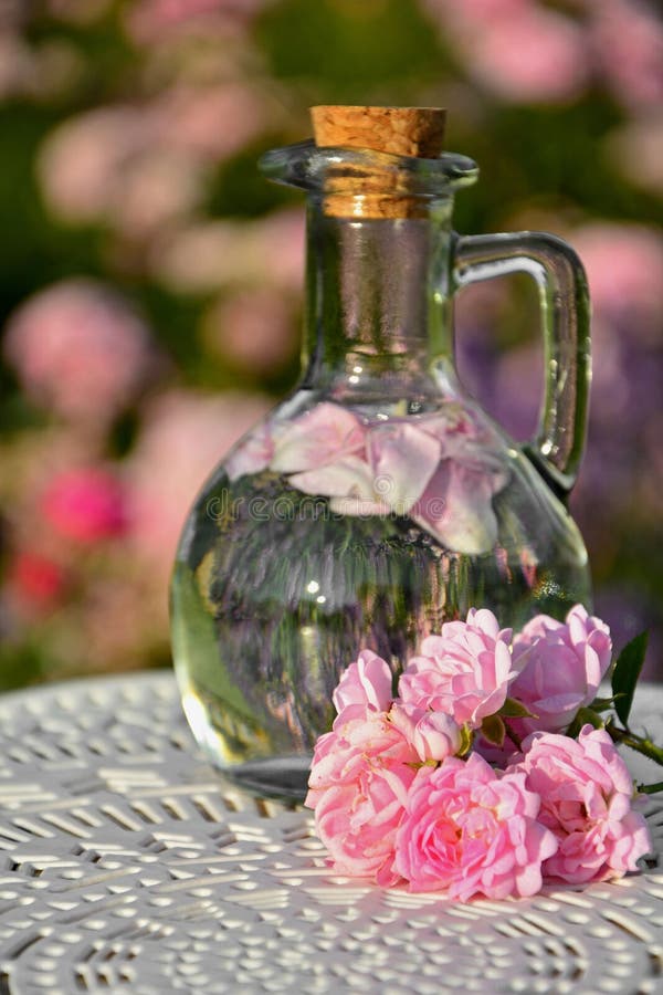 Rose Water in a Glass Bottle, Rose Water in a Glass Bottle Stock Photo ...