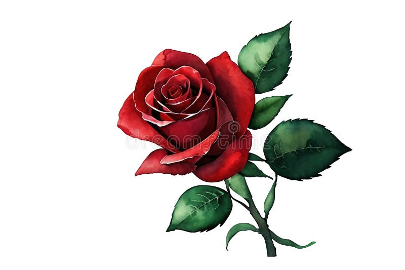 Rose Watercolor. Isolated Illustration with Alpha Channel Stock Image ...