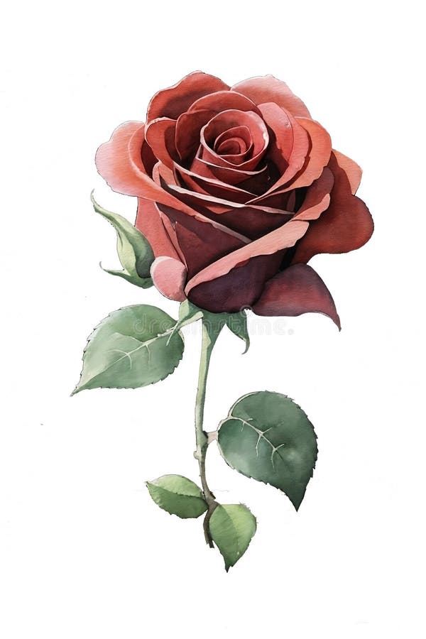 Rose Watercolor. Isolated Illustration with Alpha Channel Stock Image ...