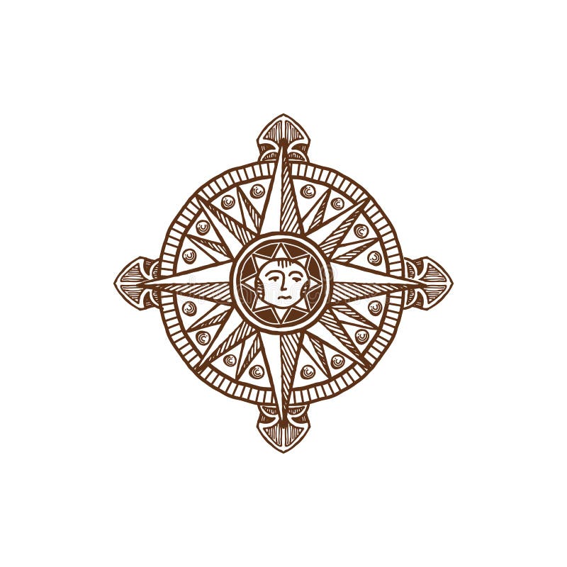 Rose of Wind Isolate Windrose Compass Medieval Map Stock Vector ...