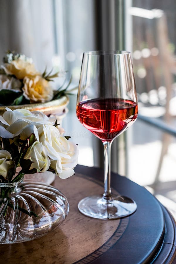 Rose Wine with Flowers Natural Light Stock Photo - Image of life ...