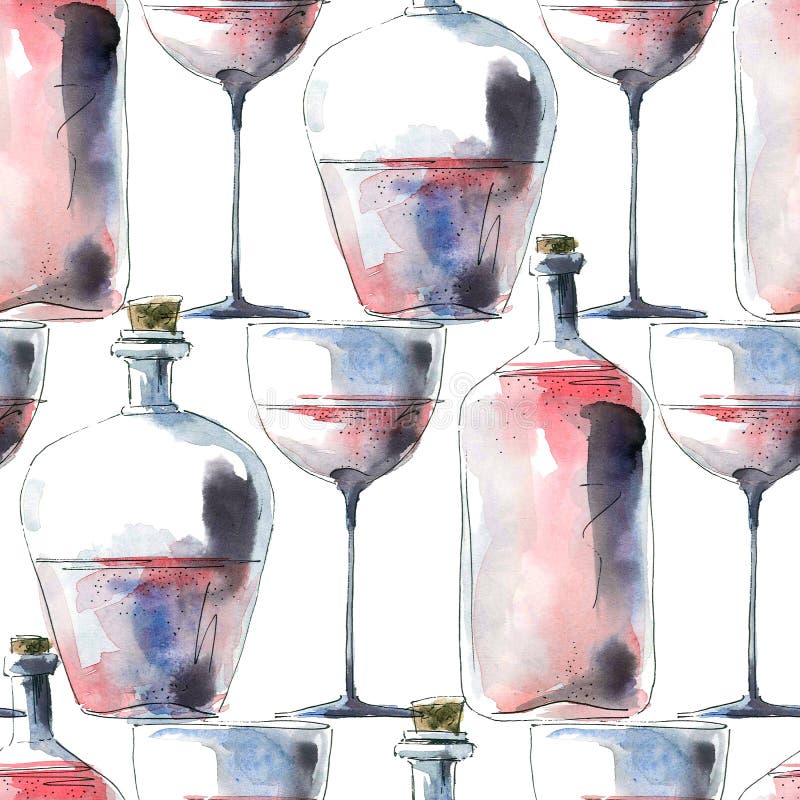Rose wine pattern stock illustration. Illustration of cocktail - 95533051