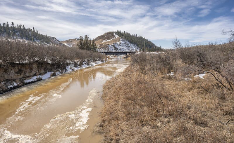 Rosebud River in the Badlands at Beynon Stock Photo - Image of trees ...