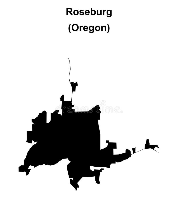 Roseburg outline map stock vector. Illustration of boundary - 357531400