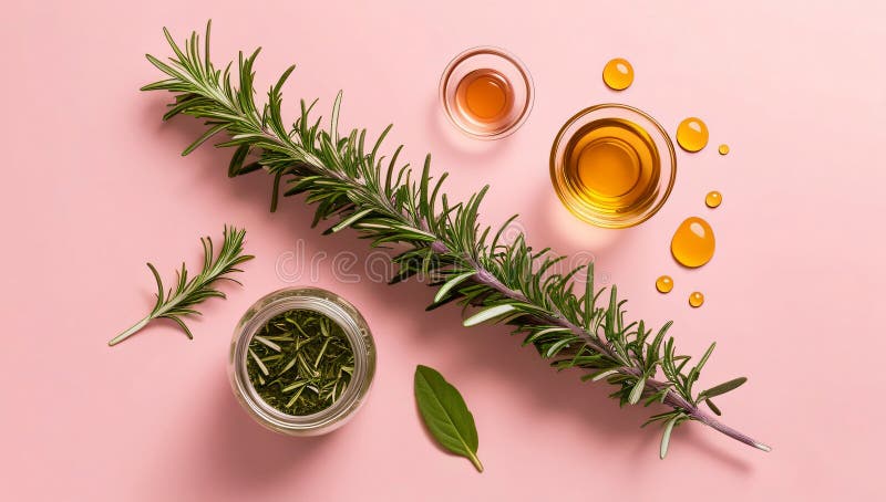 Rosemary Background Light Pink Stock Illustration - Illustration of ...