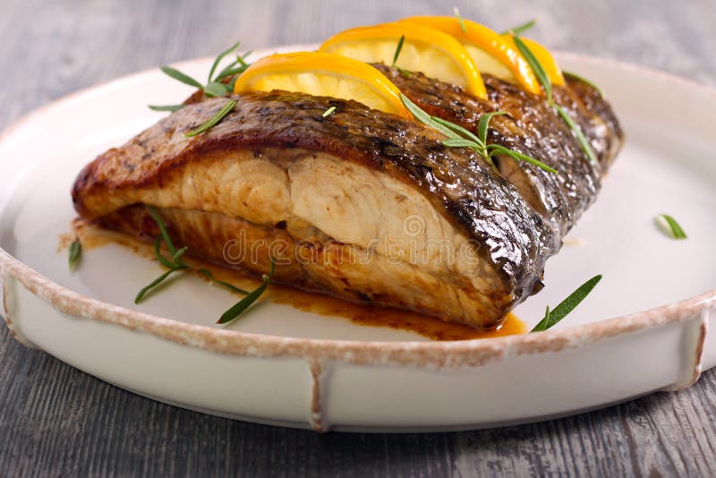 Rosemary and Lemon Fish Fillet Stock Photo - Image of healthy, roast ...
