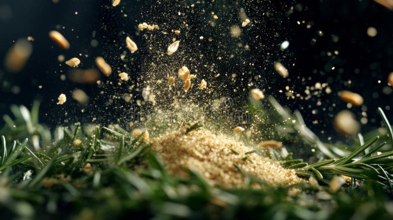 Rosemary and Seasoning Crumble Explosion Stock Illustration ...