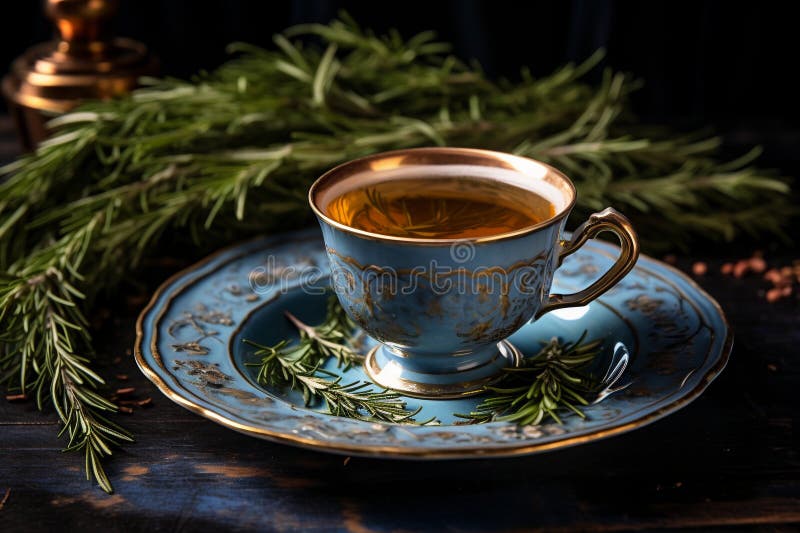 Rosemary Tea Close-up. a Delicious Drink Stock Illustration ...
