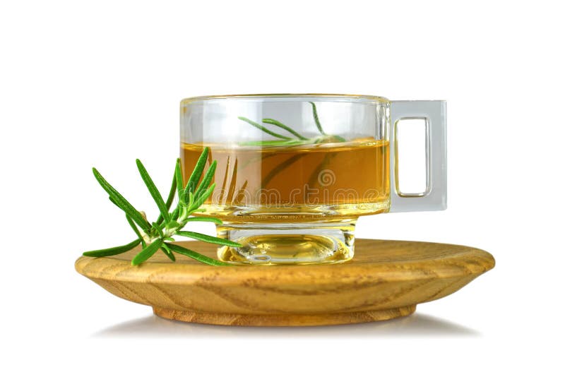 Rosemary Tea in Transparent Cup Isolated on White Stock Image - Image ...