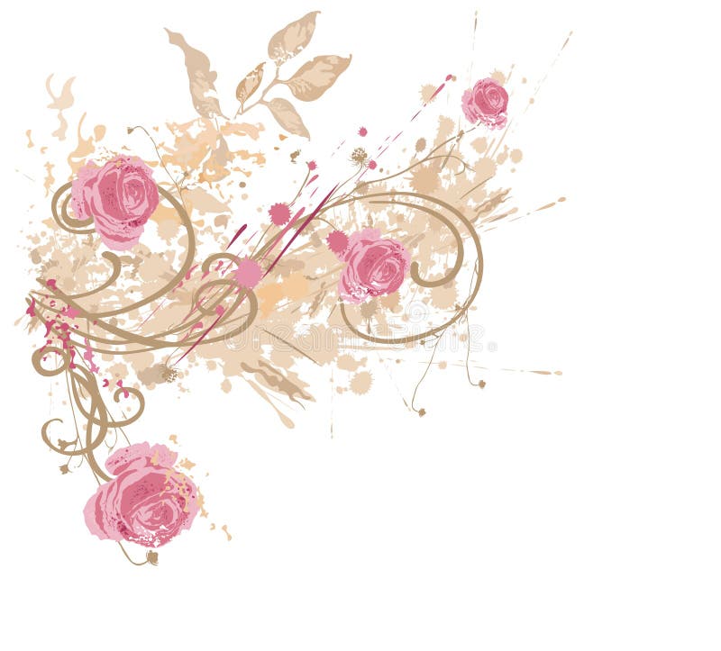 Red Roses Swirls Black Frame Stock Illustration - Illustration of ...