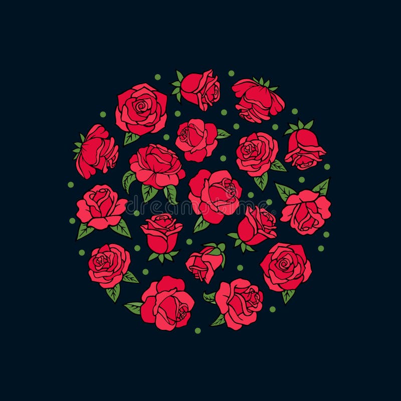 Roses Background. Circle Shape from Beautiful Buds of Red Roses Stock ...