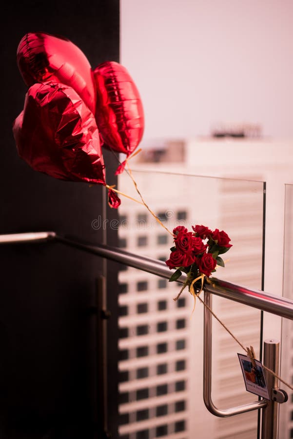 Roses and Balloon Decoration Stock Image - Image of bouquet, yellow ...