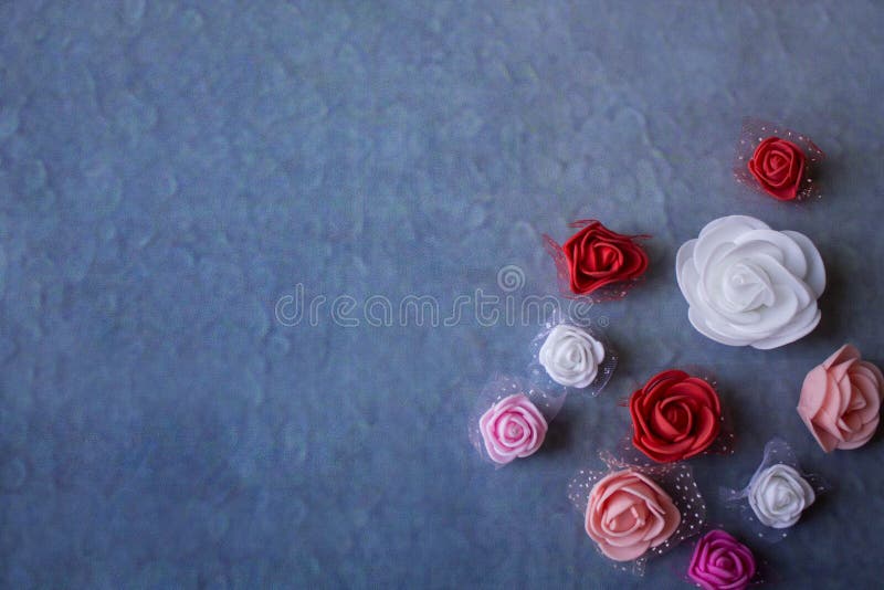 Roses on a Blue Background with Relief Stock Photo - Image of pattern ...